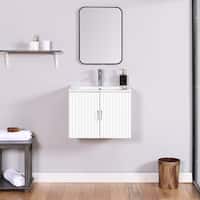 24" Floating Wall Mounted Bathroom Vanity with Sink - Bed Bath & Beyond - 38979826